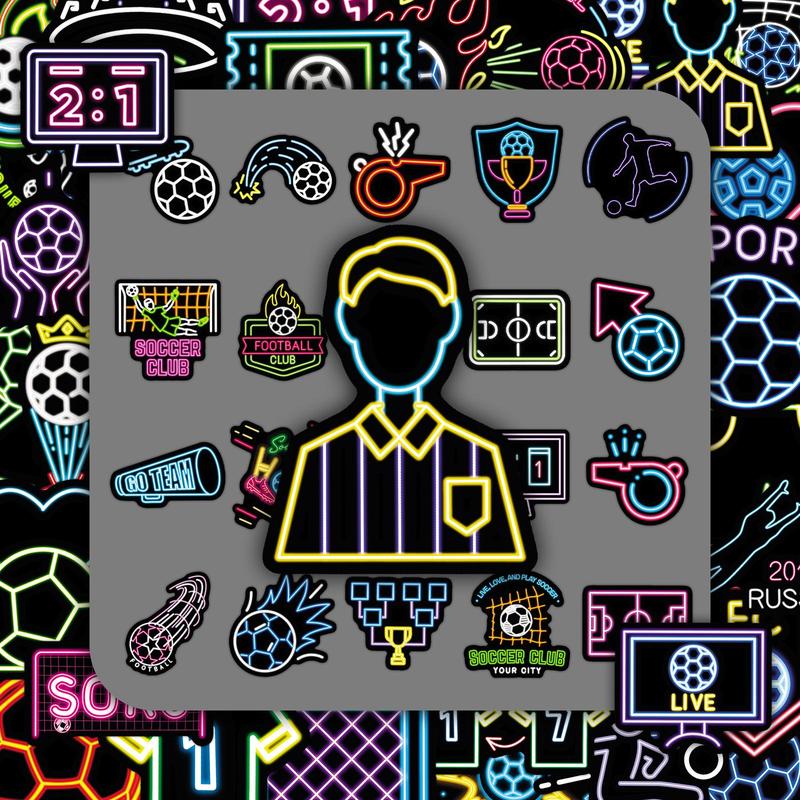 Football Themed Neon Sign Sticker, 100Pieces Fluorescent Self Adhesive ...