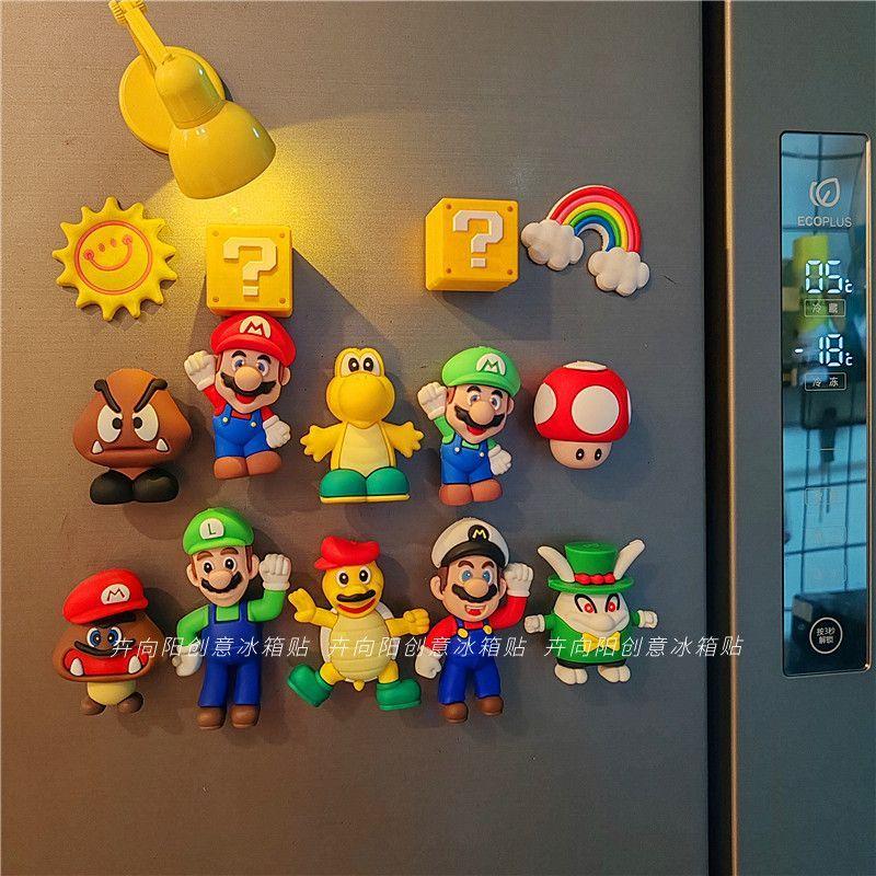 3D Creative Refrigerator Magnet Mario Cute Anti-theft Entry Door ...