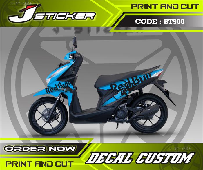 Jual STICKER DECAL PRINT MOTOR BEAT RED BULL - BIRU, DOFF/MATTE - Kota ...