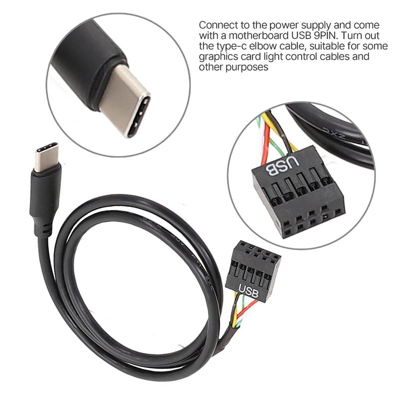 USB 9Pin to Type C Cable Anti Shielding Mesh Line Enhances Stability ...