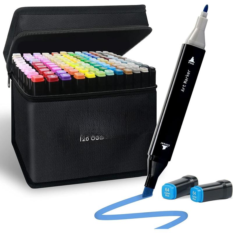 120 Colors Markers Set, Dual Tips Art Markers for Drawing, Sketch ...