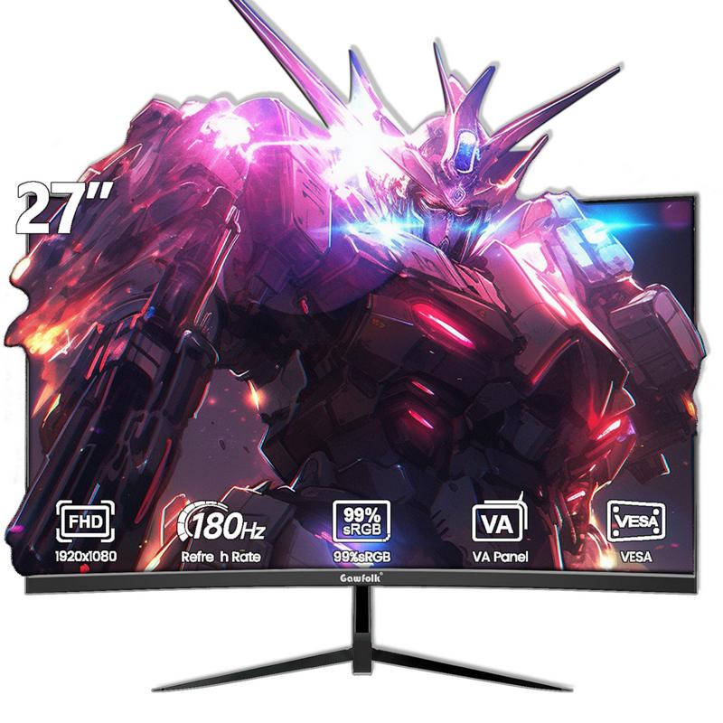 27 inch Curved Gaming Monitor,180Hz PC Monitor Full HD 1080P - TikTok Shop