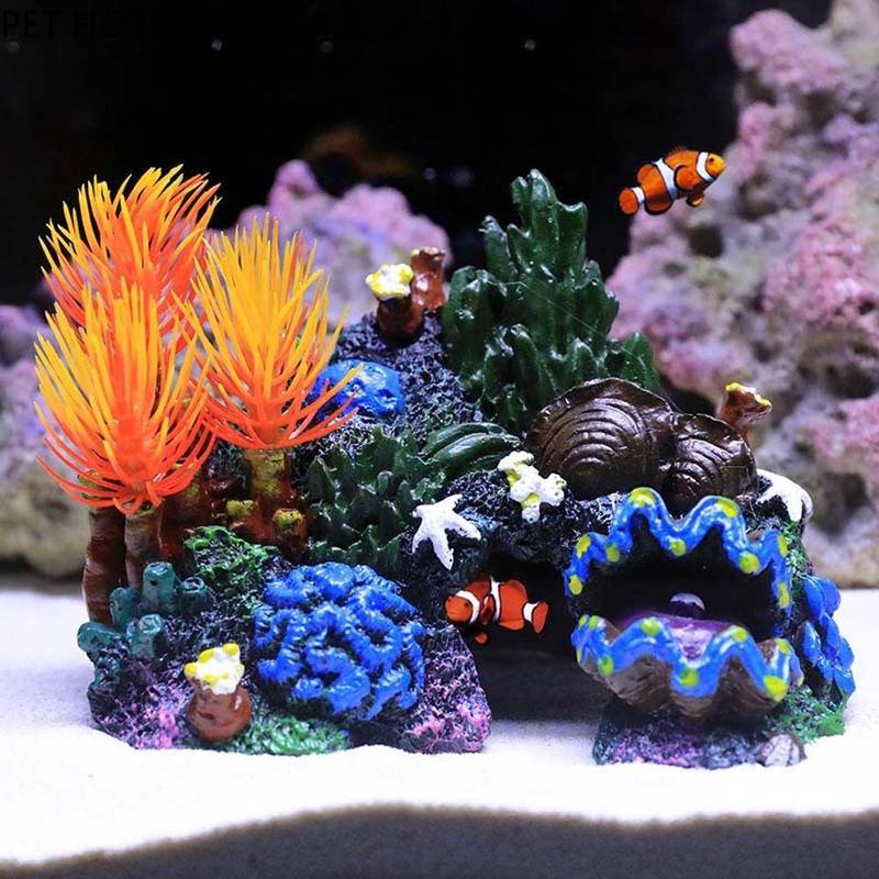 PET HOTLE Natural Hiding Rock Coral Reef UnderWater Fish Hideaway ...