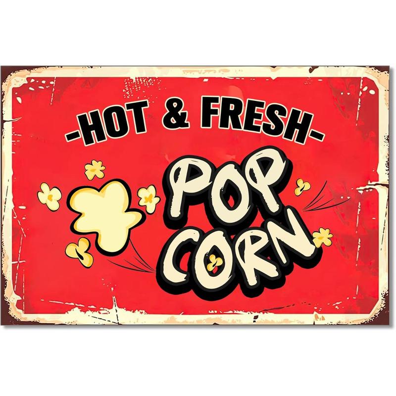 Hot and Fresh Popcorn Metal Sign Retro Food and Snacks Vintage - TikTok ...