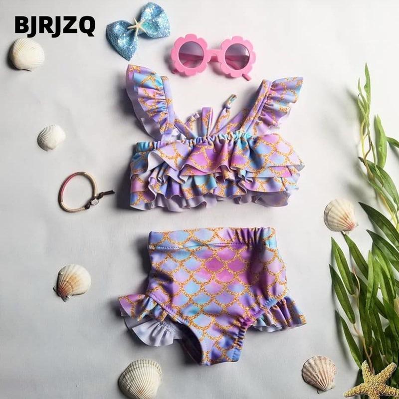Baby Girl's Mermaid Swimsuit Sets Fish Scales Bathing Suit Set - TikTok ...