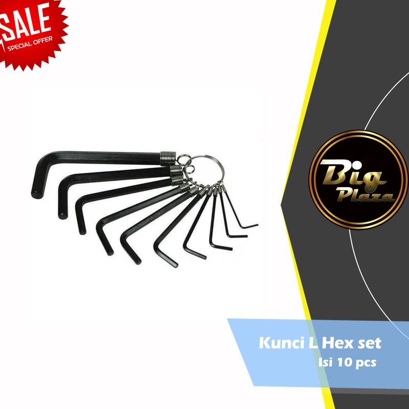 0458 Kunci L Set isi 10pcs Hex Key Ring Set 10pcs - Shop | Tokopedia