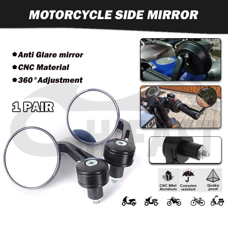 Universal 7/8" Round Bar End Rear Mirrors Motorcycle Side Mirror ...