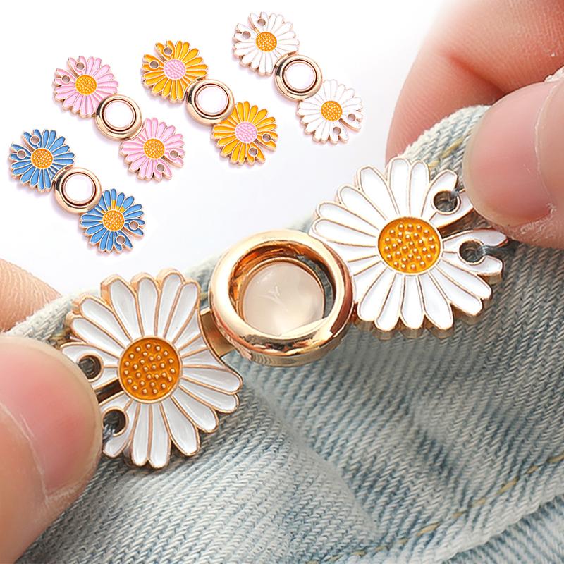 2 pairs Reusable Metal Buttons Snap Fastener Pants Pin Retractable ...