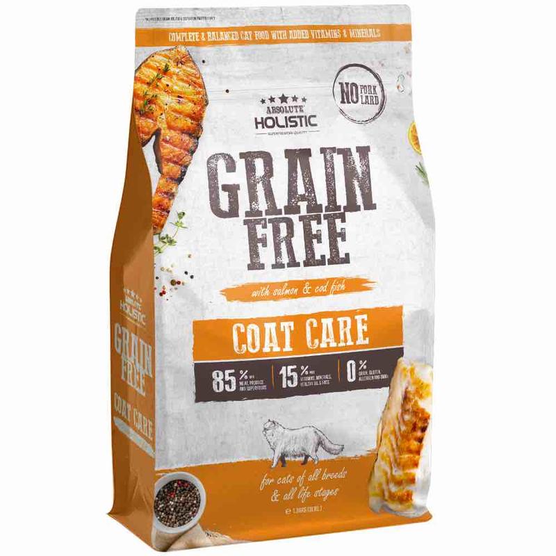 Absolute Holistic Coat Care Salmon & Cod Fish Grain-Free Dry Cat Food ...