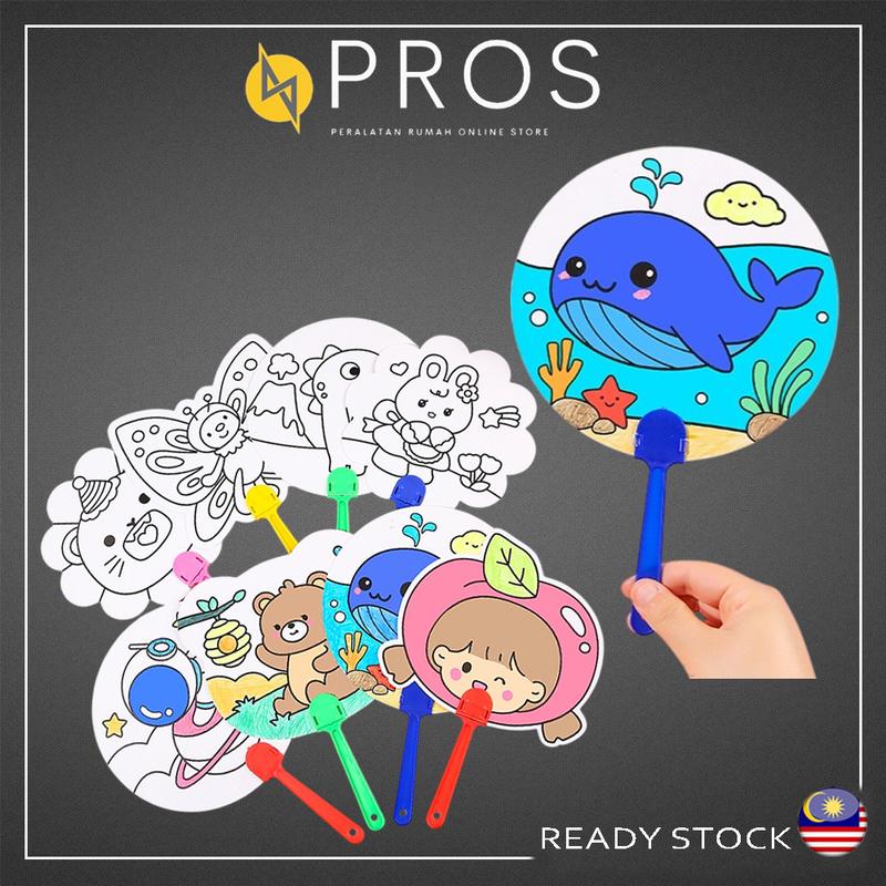 PROS Kipas DIY Lukis Cartoon DIY Hand-Painting Fan Kids Graffiti ...