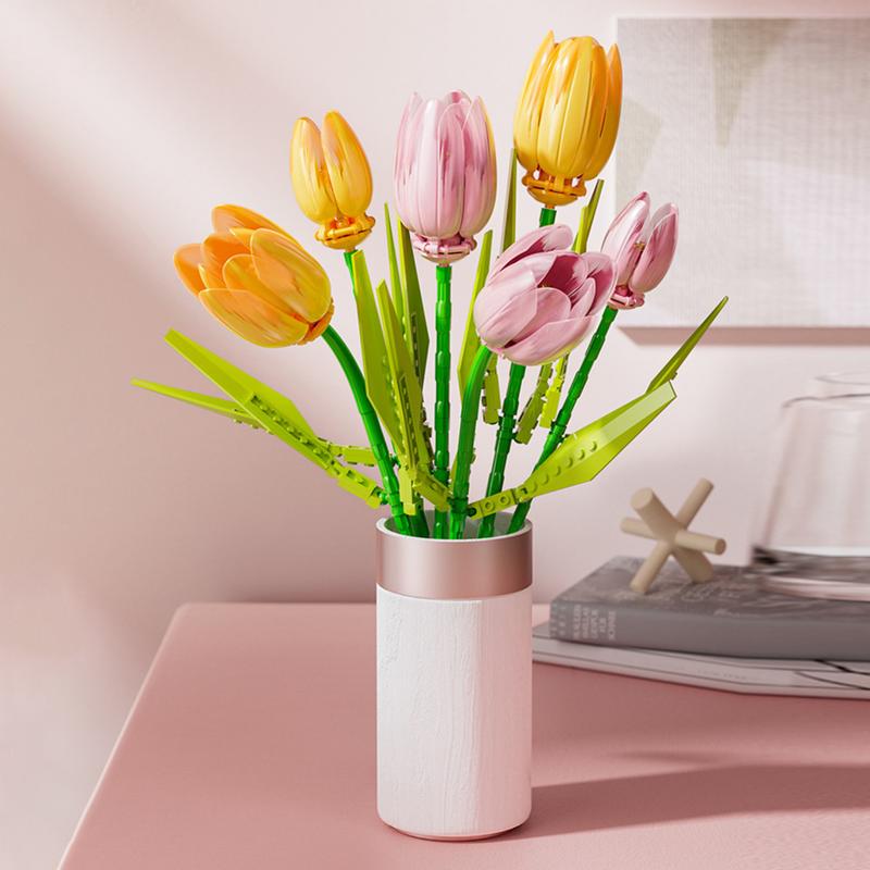 Blok Bangunan Tulip, Tema Bunga, Mainan Susunan Bunga, Set Blok ...