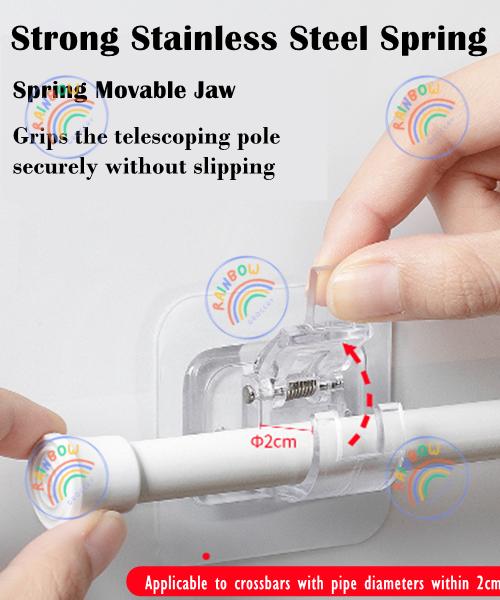2pcs/set Hanging Rod End Hanging Clips Adhesive Wall Hangin - TikTok ...