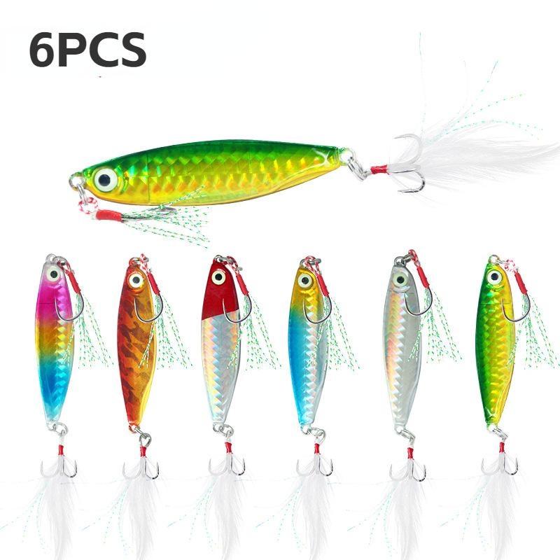 6PCS Metal Jig Fishing Lure 10g 15g 20g 30g Shore Casting Swimbait ...