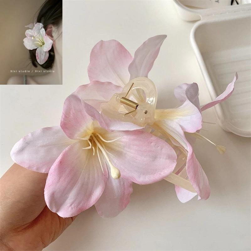 Aksesori Rambut, Klip Menggenggam Bunga Lily Ungu Manis, Cantik ...