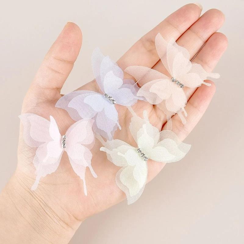 Applique Rama-rama Kain Organza Warna Kecerunan, Set 20pcs, Simulasi ...