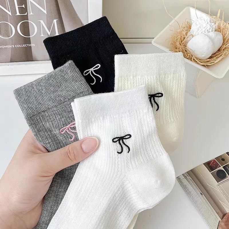 4/1pairs INS Sweet Bow Socks Summer Thin Mesh Bow Socks Hollow ...