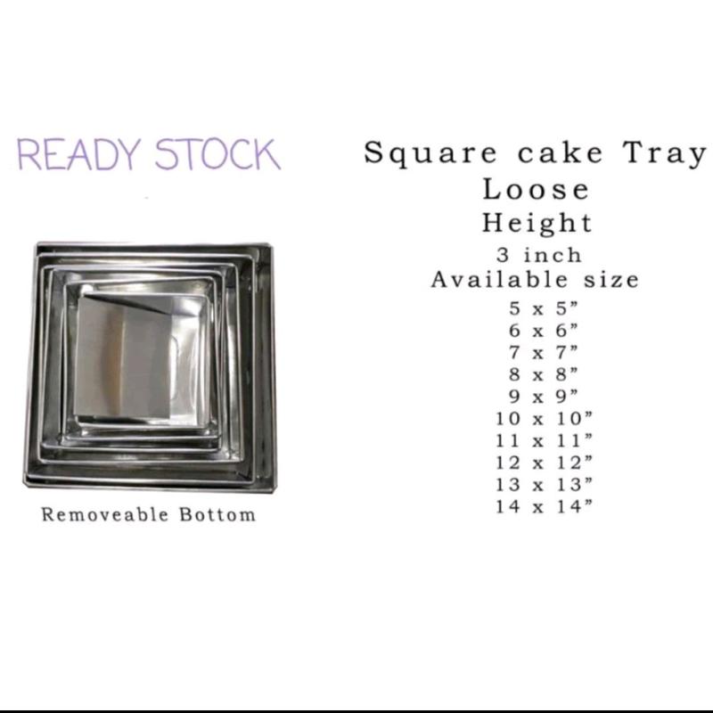 READY STOCK SQUARE LOOSE BASE CAKE MOULD CAKE TRAY LOYANG SEGIEMPAT ...
