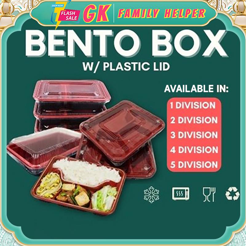 COD (25PCS) Red Bento Box With Back Cover 1/2/3/4/5 Grid Partition ...