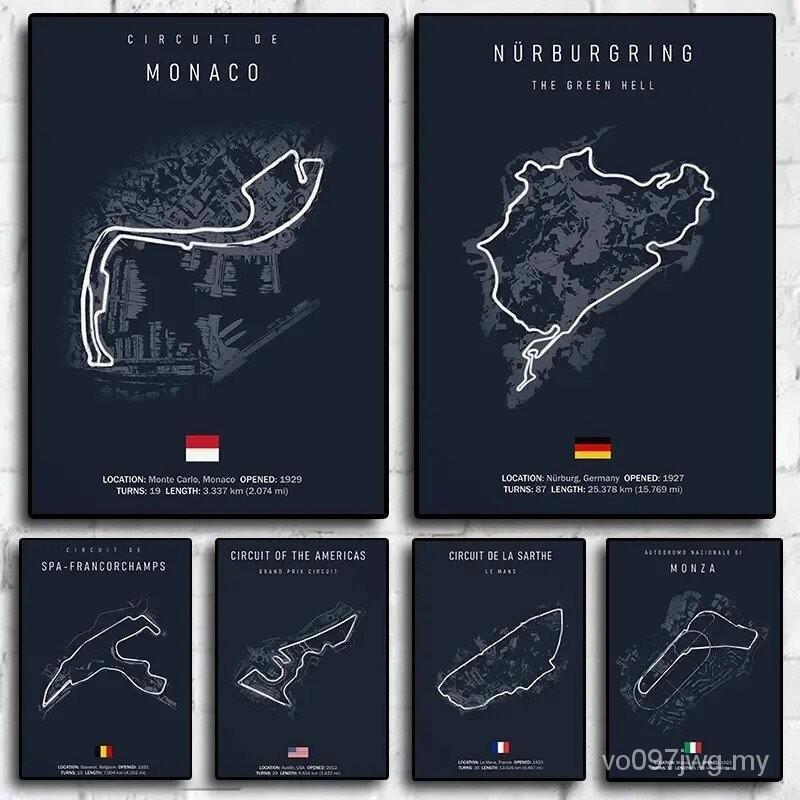 Lukisan Kanvas Litar Trek Monaco, F1 Imola, Seni Dinding Formula ...