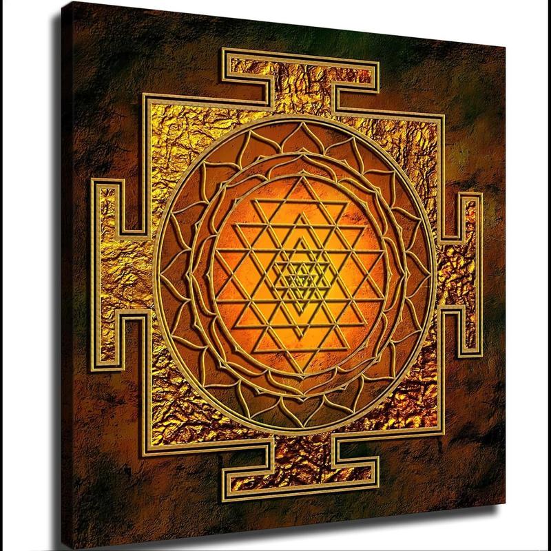 Shri Yantra Gold Lakshmi Hindu Devotional Canvas Painting Home - TikTok ...