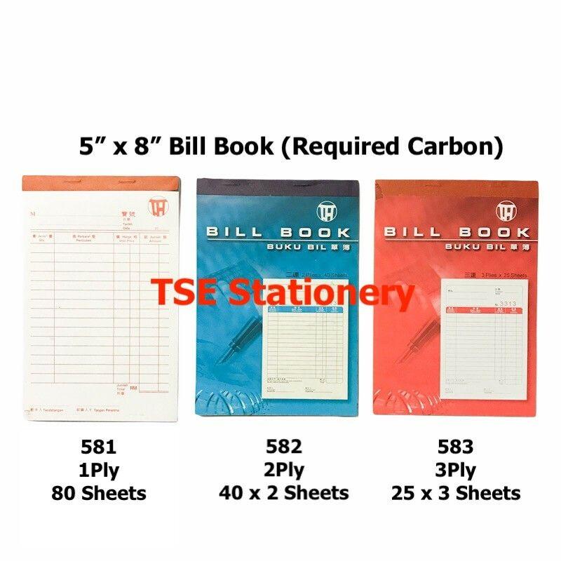 TLH 5" x 8" 2ply / 3ply Bill Book Receipt Book / Invoice / Cash ...