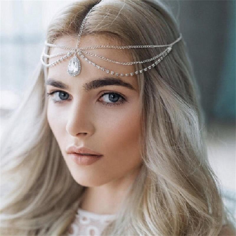 Bohemian Crystal Eyebrow Pendant Head Chain Water Drop Alloy - TikTok ...