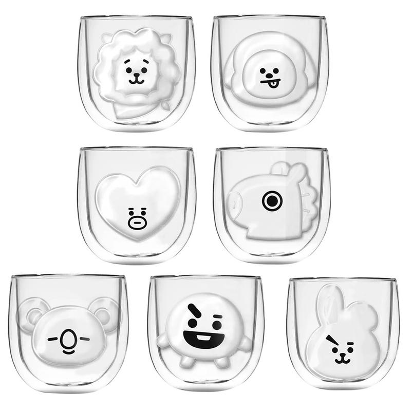 BTS BT21 Cute Double Glass Cup Insulation Water Cup Tea Cup - TikTok ...