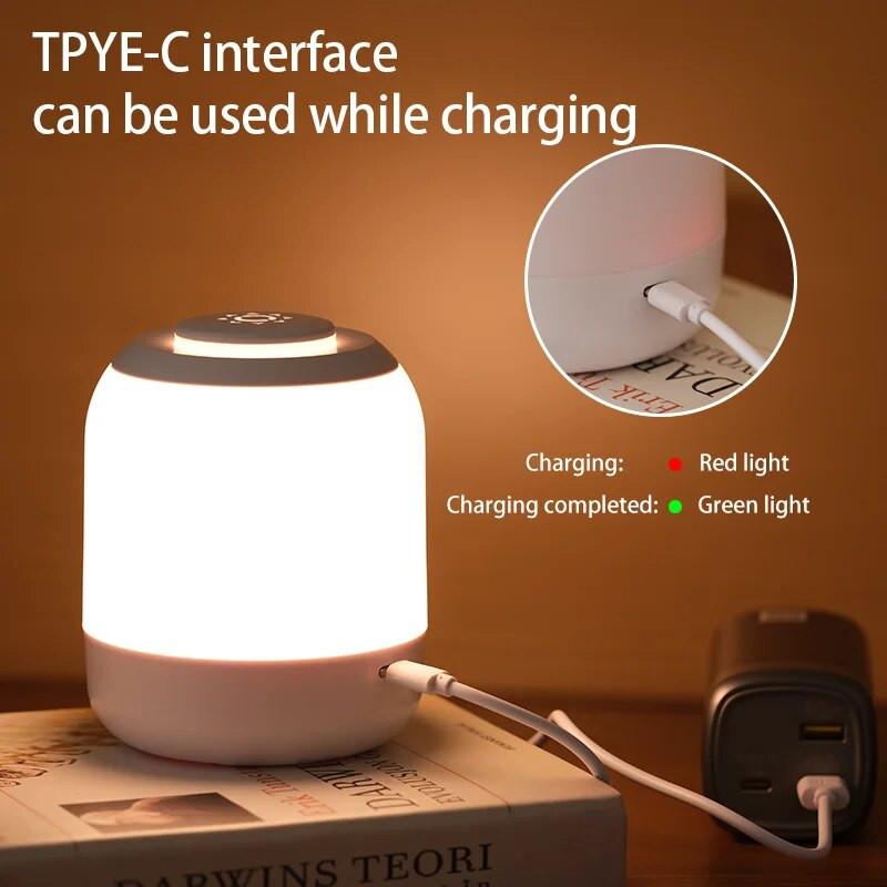LED Touch Lamp Night Light Table Lamp Type-C Bedse Lamp Bedroom ...
