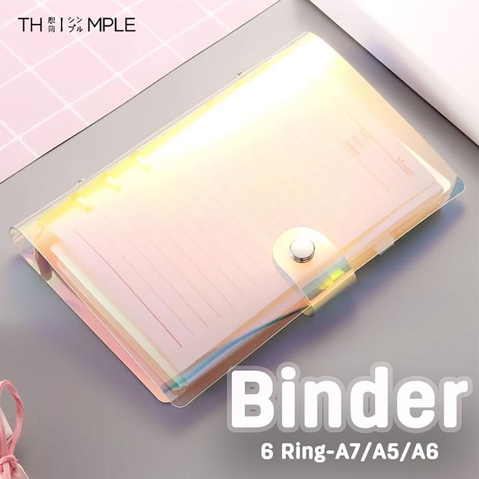 Promo A7/A6 /A5 Binder 6 ring transparan Soft PVC Notebook Binder Cover ...