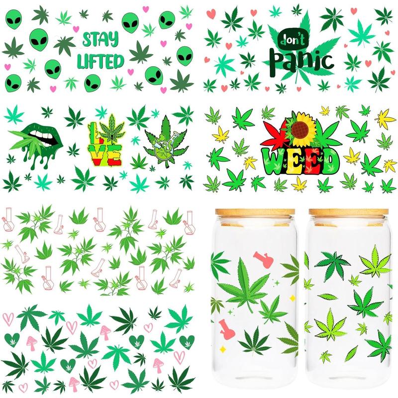 UV DTF Cup Wraps Sticker - 8 Sheet Weeds UV DTF Transfer for 16 OZ ...