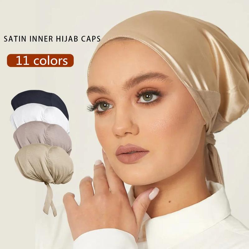 Satin Lined Silk Inner Hijab Caps Muslim Women Jersey Inner for ...