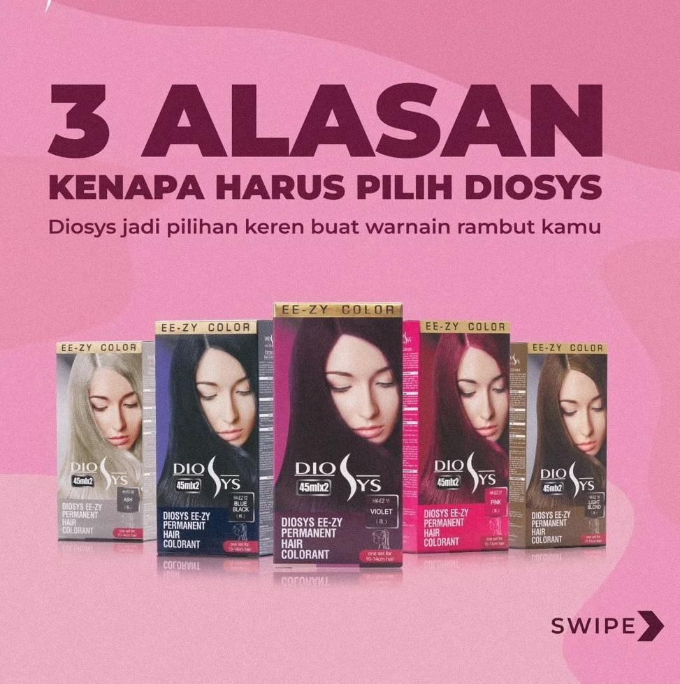 Diosys Hair Color Deep Blue 45ml – Cat Rambut Tidak Merusak Rambut ...