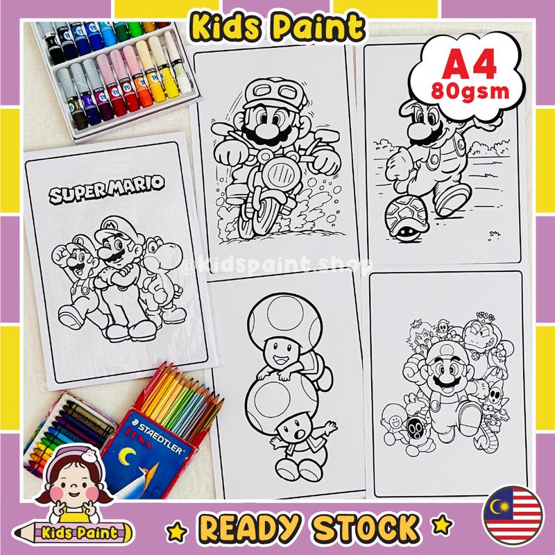 SUPERMARIO 50 HELAI (A4) KERTAS MELUKIS MEWARNA KANAK-KANAK | COLOURING ...