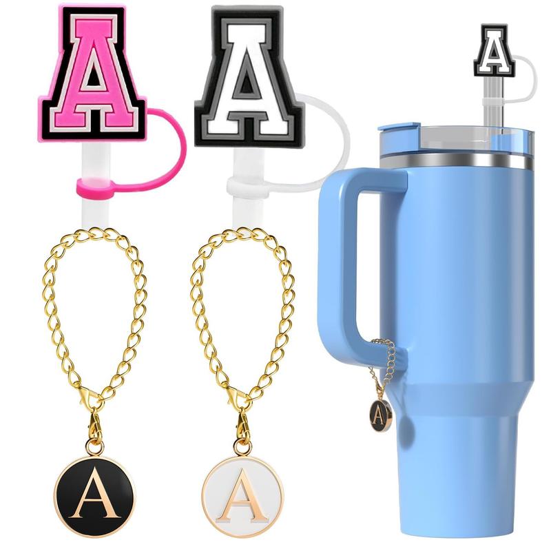 Letter Design Straw Topper & Cup Charm Set, Including 2 Letter - TikTok ...