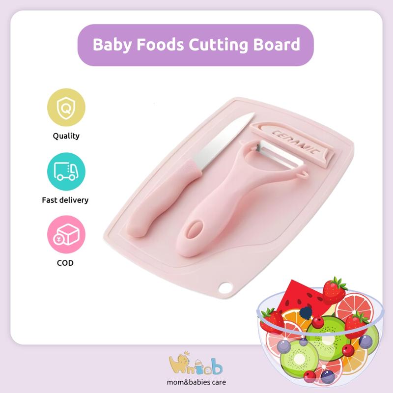 Hntob 3 in 1 Babys Foods Cutting Board Set Stainless Steel Fruits ...