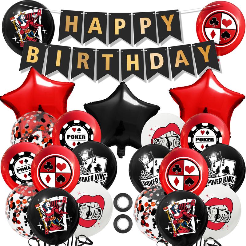Casino Night Poker-Themed Birthday Party Decorations Set – Banners ...