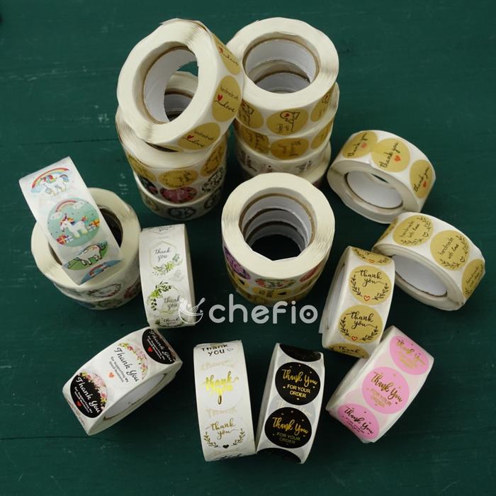 Promo Chefio Sticker Label Thank You Roll / Sticker Kertas Packing ...