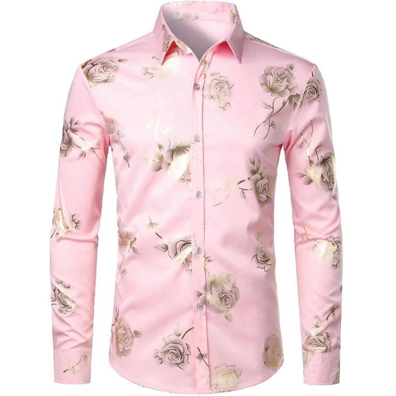 Baju Cetakan 3d Bunga Mawar Emas, Kemeja Lengan Panjang Putih, - TikTok ...