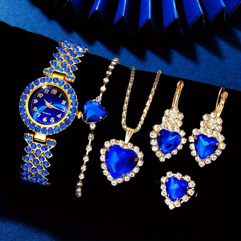 Set Jam Tangan Kuarza Elegan Wanita, 6pcs / set, Fesyen Biru - TikTok ...