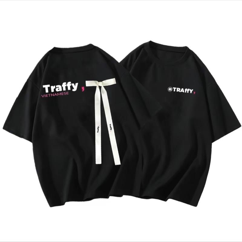 ÁO THUN IN NƠ FOM RỘNG TRAFFY TEE RIBBON BLACK BOONG SYORE UNISEX ...