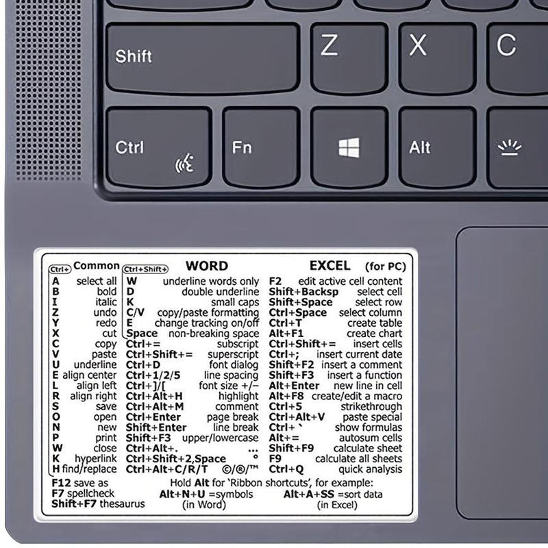 Reference Keyboard Shortcut Sticker for Laptop Computer, 1 Count ...