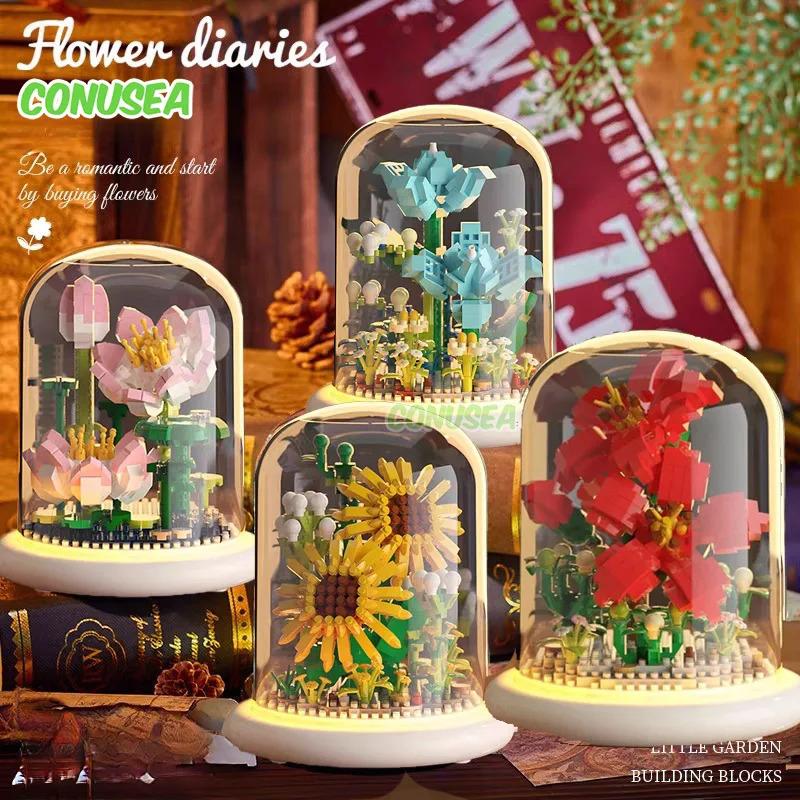 Birthday Day Gifts LED Building Blocks Eternal Flowers Bouquet - TikTok ...