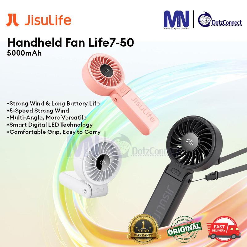 JISULIFE Handheld Fan Life7-50 5000mAh Handheld/Desktop/Hanging ...