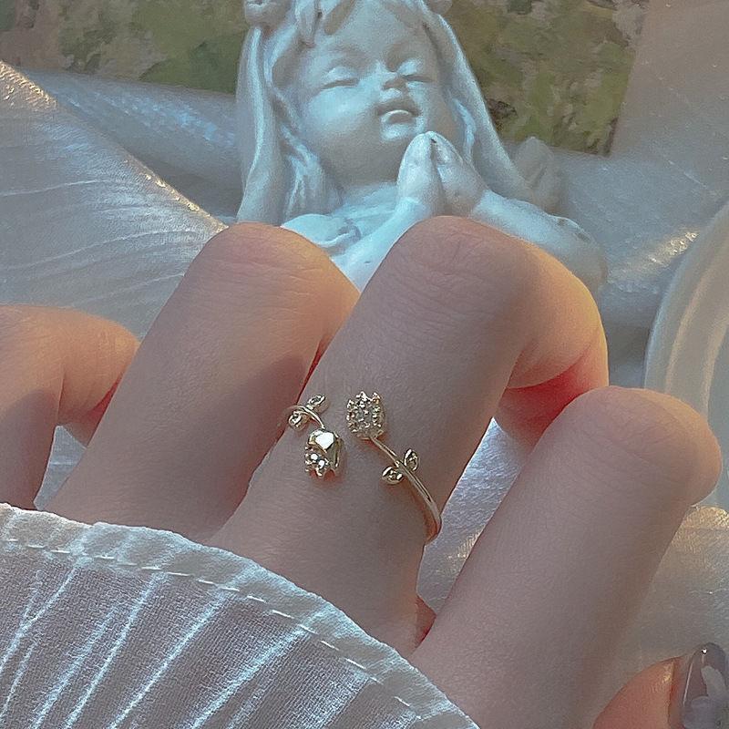 Cincin Tulip untuk Wanita, Cincin Bunga Terbuka mewah, Reka Bentuk ...