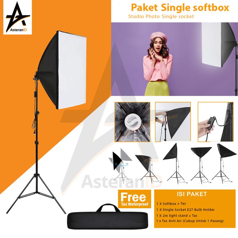 Softbox Lighting Softbox Single Socket + Tiang Stand Lamp Lampu - Shop ...