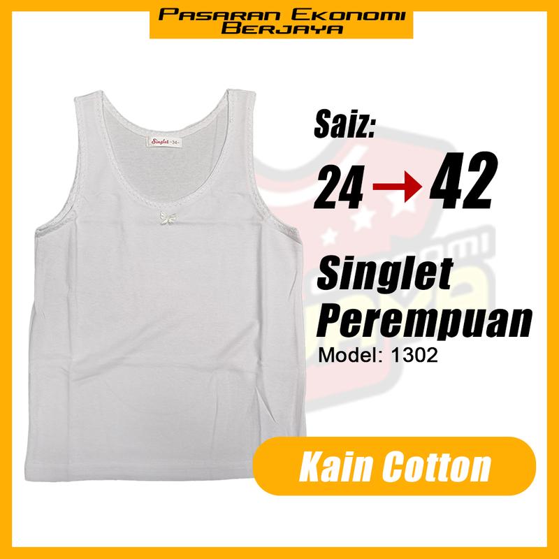 1302 Singlet Perempuan/Singlet Budak Sekolah/Singlet Putih Cotton/Girl ...