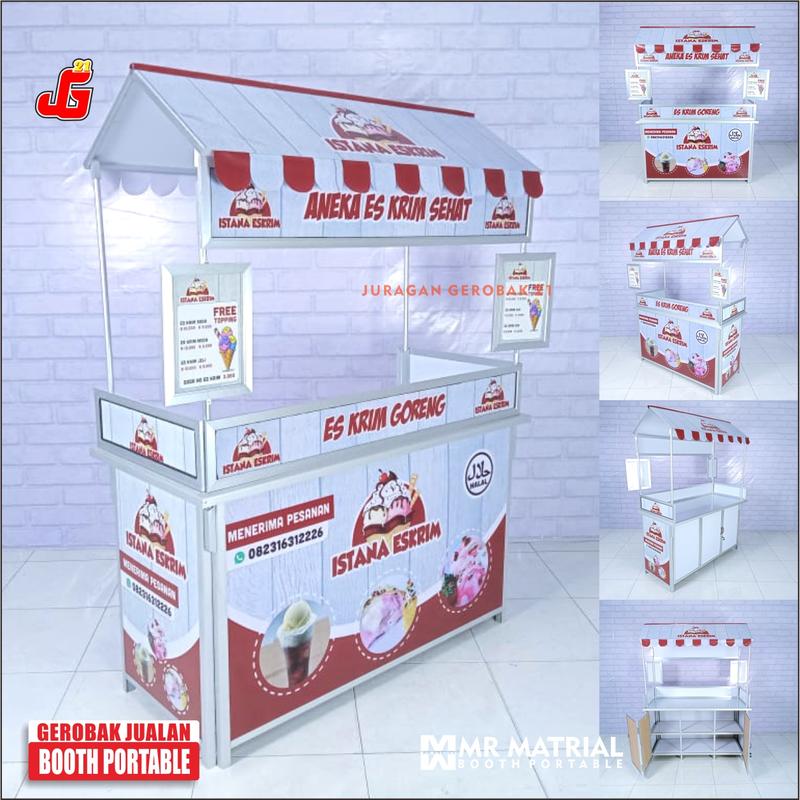 Booth Portable Model Atap Rumah Gerobak Lipat Jumbo Meja Jualan - Shop ...