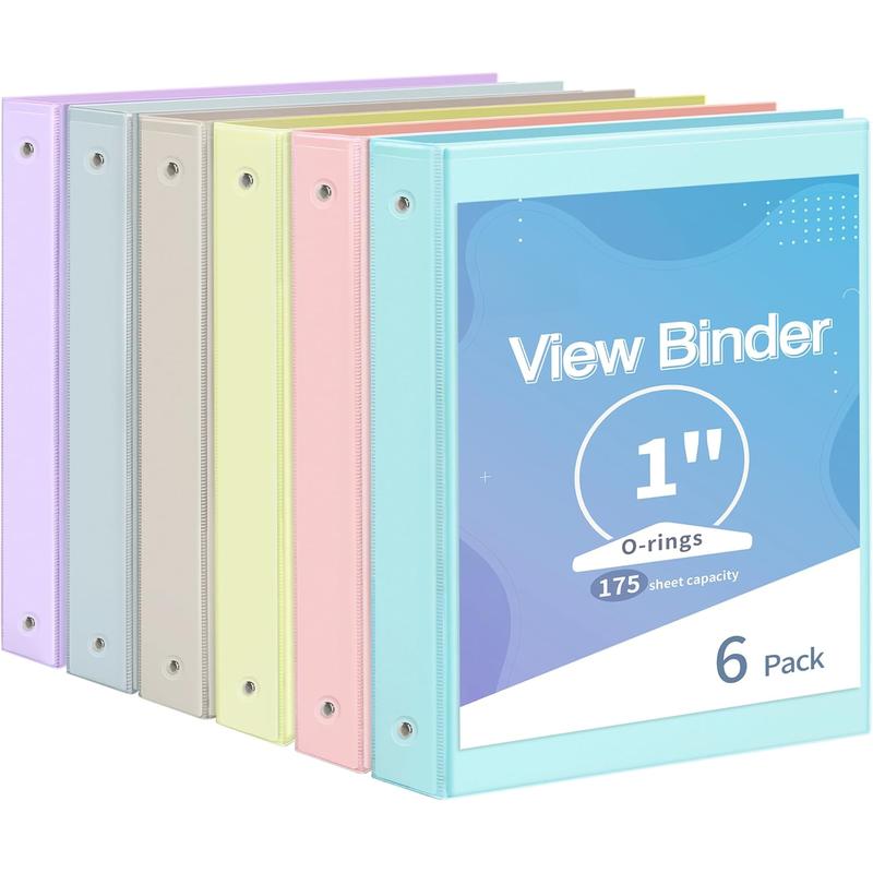 1 Inch Binders 3 Ring 6 Pack, Clear View Three Ring Binders PVC-Free ...