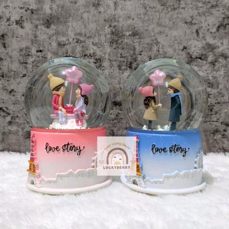 FITUR LENGKAP PREMIUM Snowball / Pajangan Bola Kaca Music Box XL Love ...