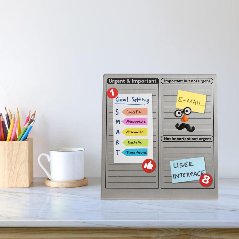Metal Bulletin Board with Stand,Note Board with 1 Magnet Set and 2 ...
